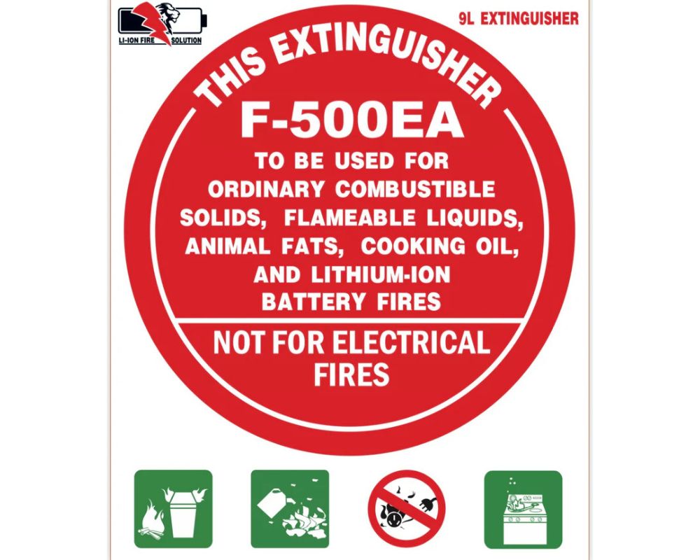 Lithium-Ion Battery Fire Extinguisher | 9 Litre + Alarm and Sign Bundle ...