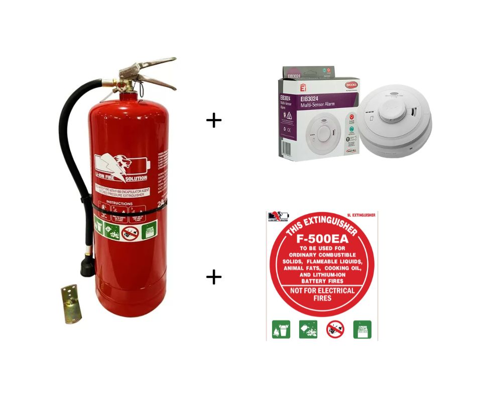 Lithium-Ion Battery Fire Extinguisher | 9 Litre + Alarm and Sign Bundle ...